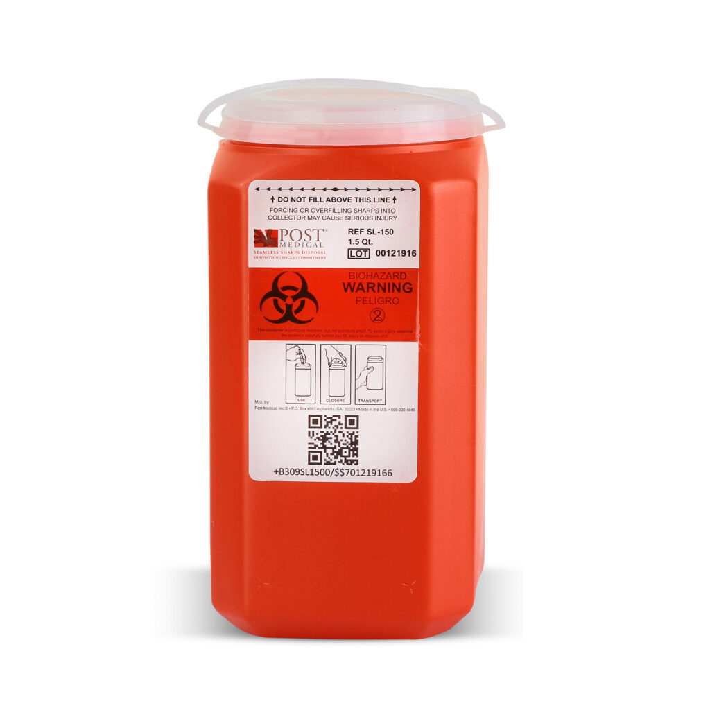 1 QT Sharps Containers | Small Home Use | Post Medical | Made in the USA