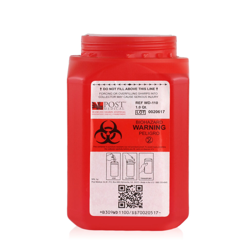 1 QT Sharps Containers | Small Home Use | Post Medical | Made in the USA