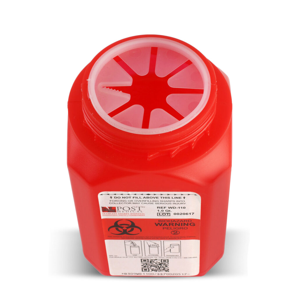 1 QT Sharps Containers | Small Home Use | Post Medical | Made in the USA